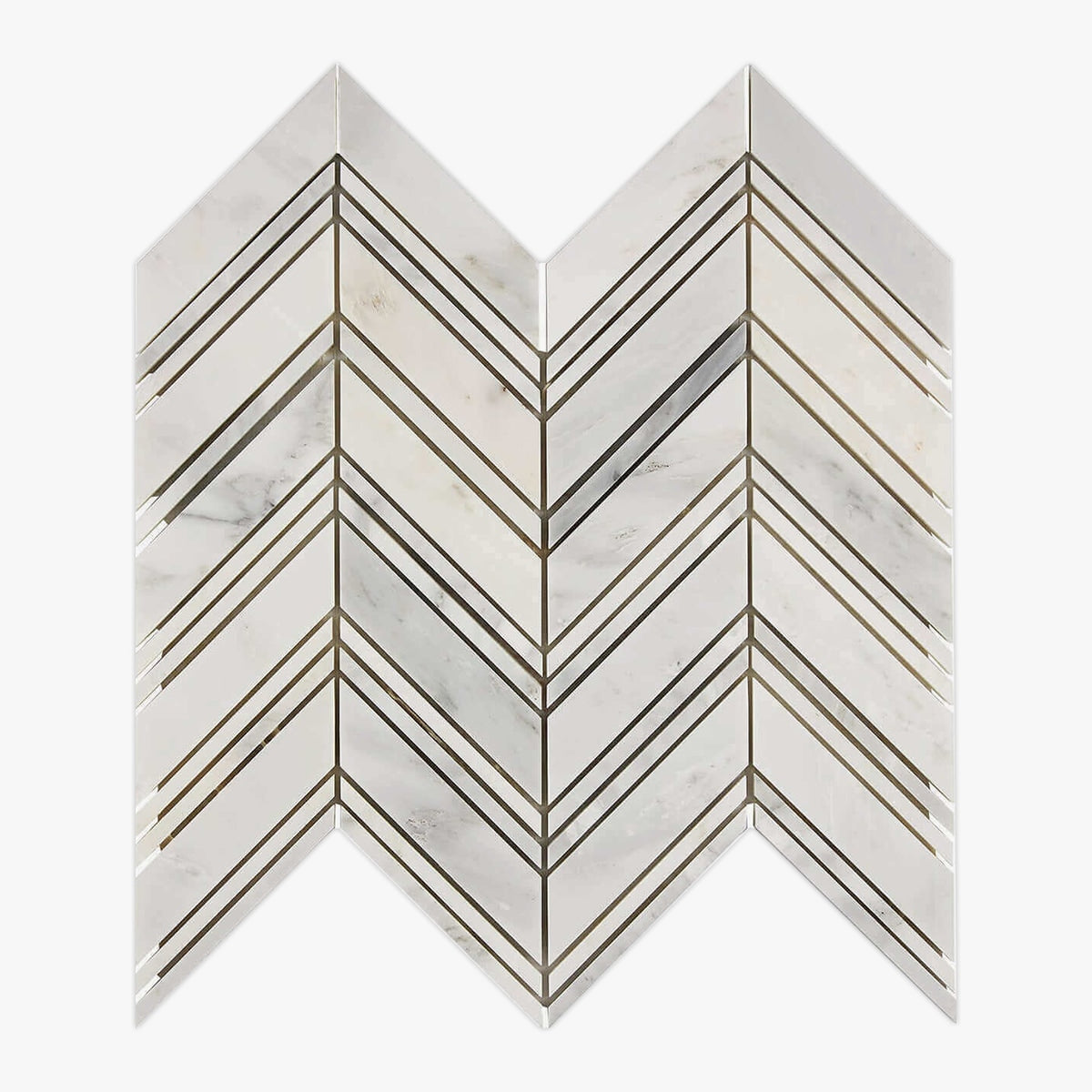 Asian Statuary Honed Chevron Marble Mosaic — Palazzo Tile & Stone