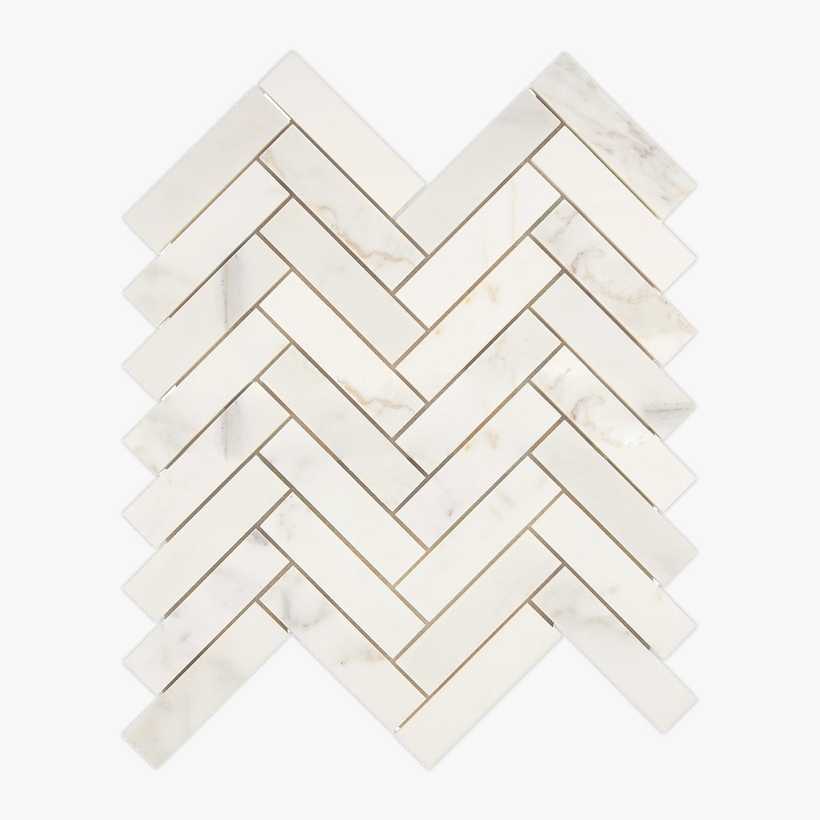 Calacatta Gold Honed 1x4 Herringbone Marble Mosaic — Palazzo Tile & Stone