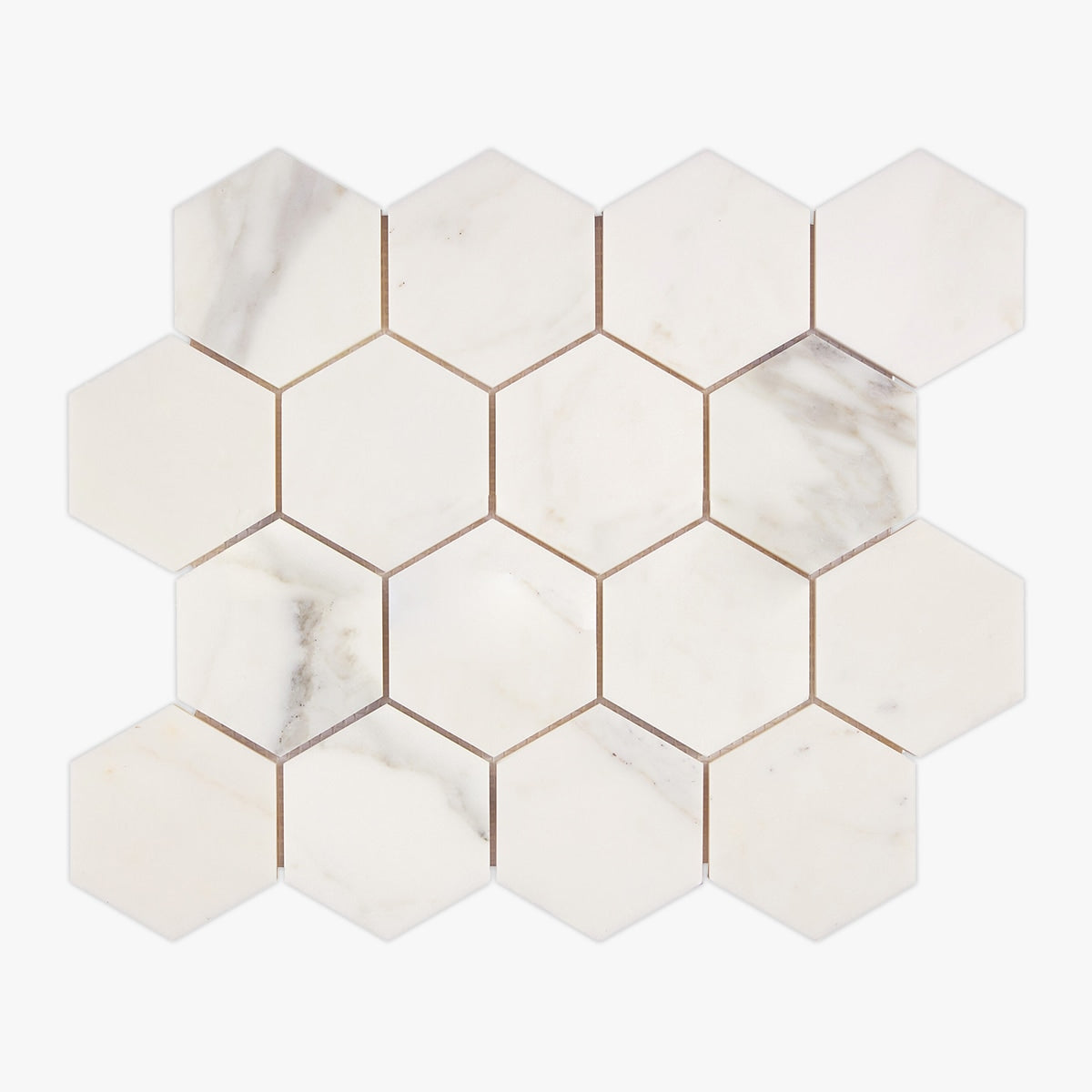 Calacatta Gold Polished 3 Inch Hexagon Marble Mosaic — Palazzo Tile & Stone