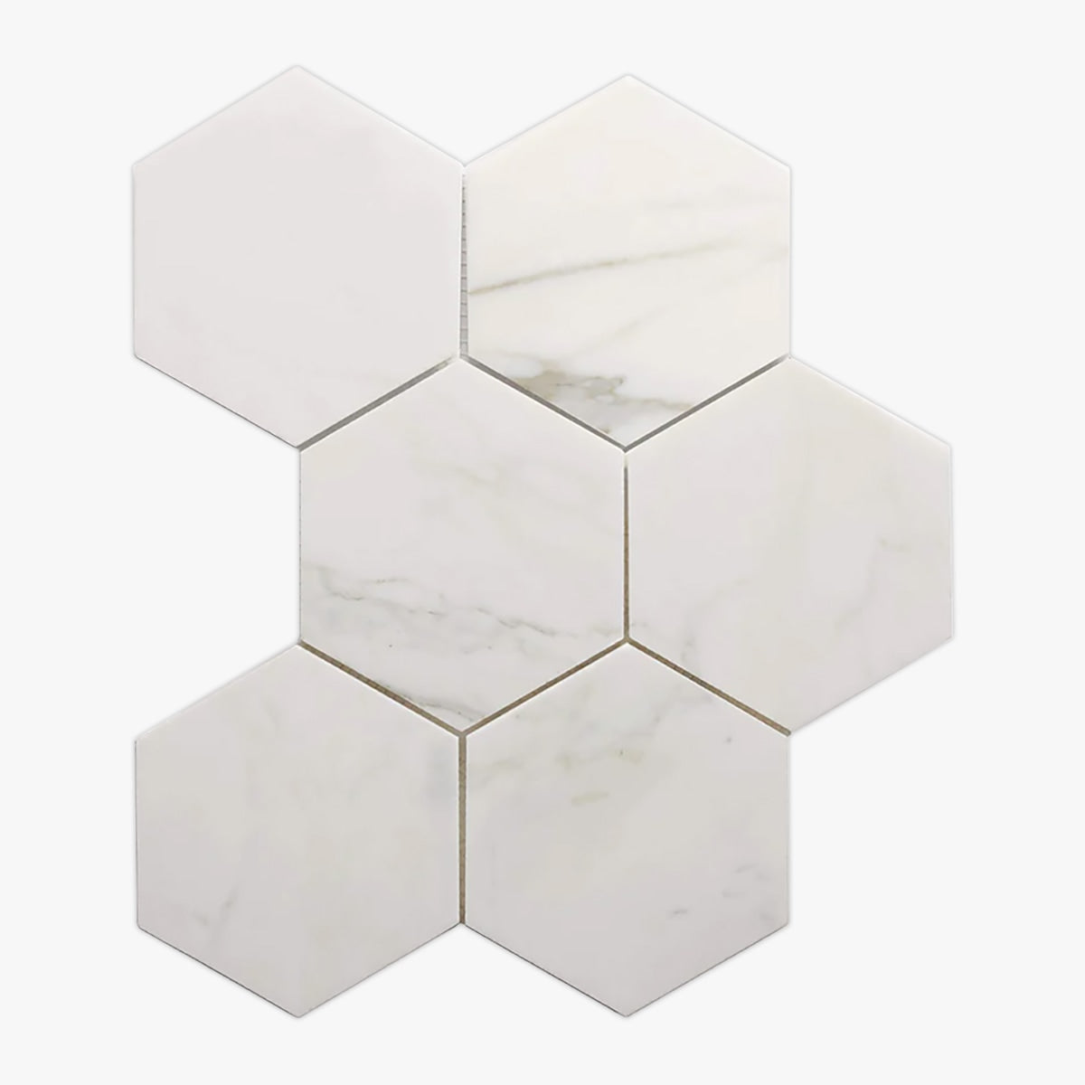 Calacatta Gold Polished 5 Inch Hexagon Marble Mosaic — Palazzo Tile & Stone