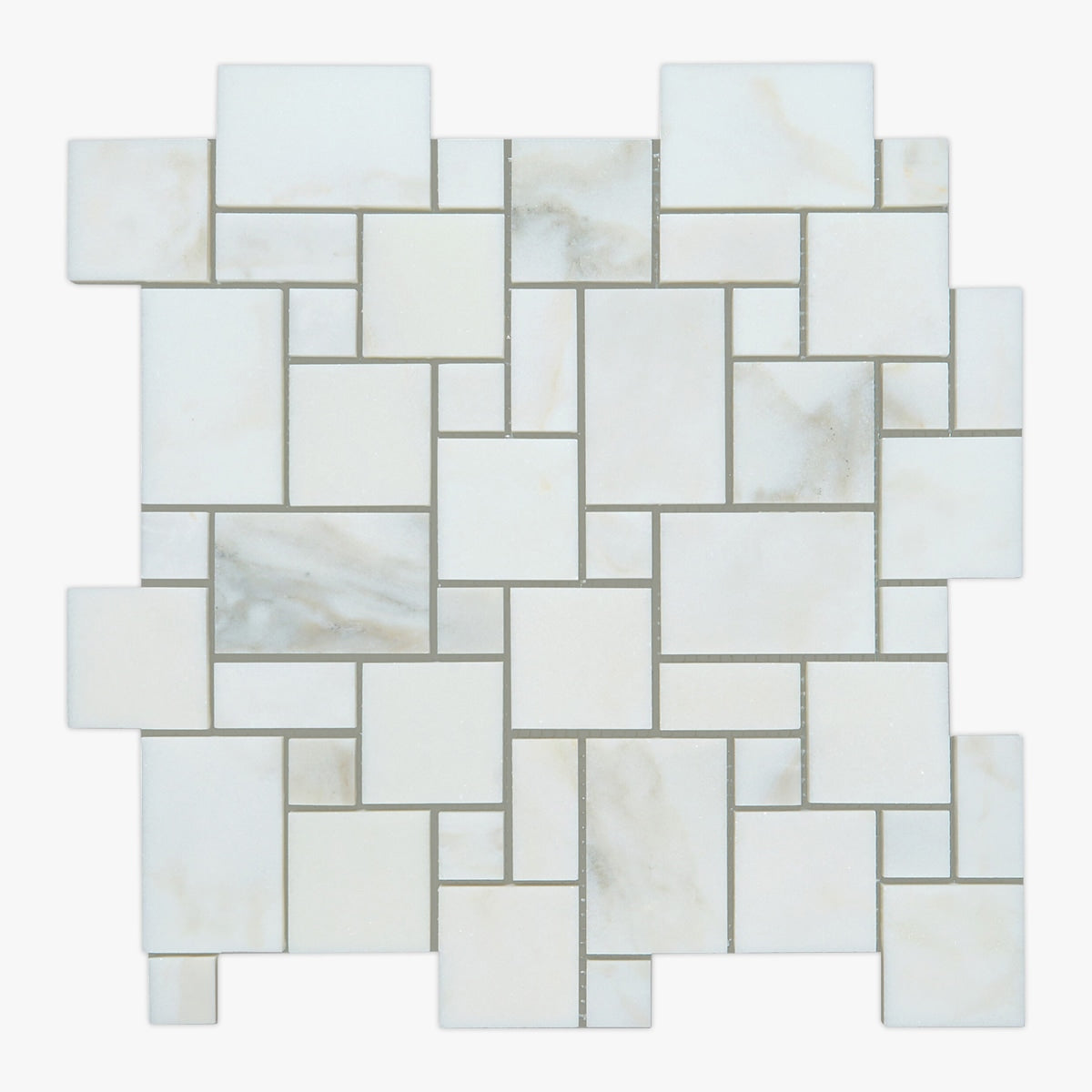 Calacatta Oliva Polished Mini Versailles Marble Mosaic — Palazzo Tile ...