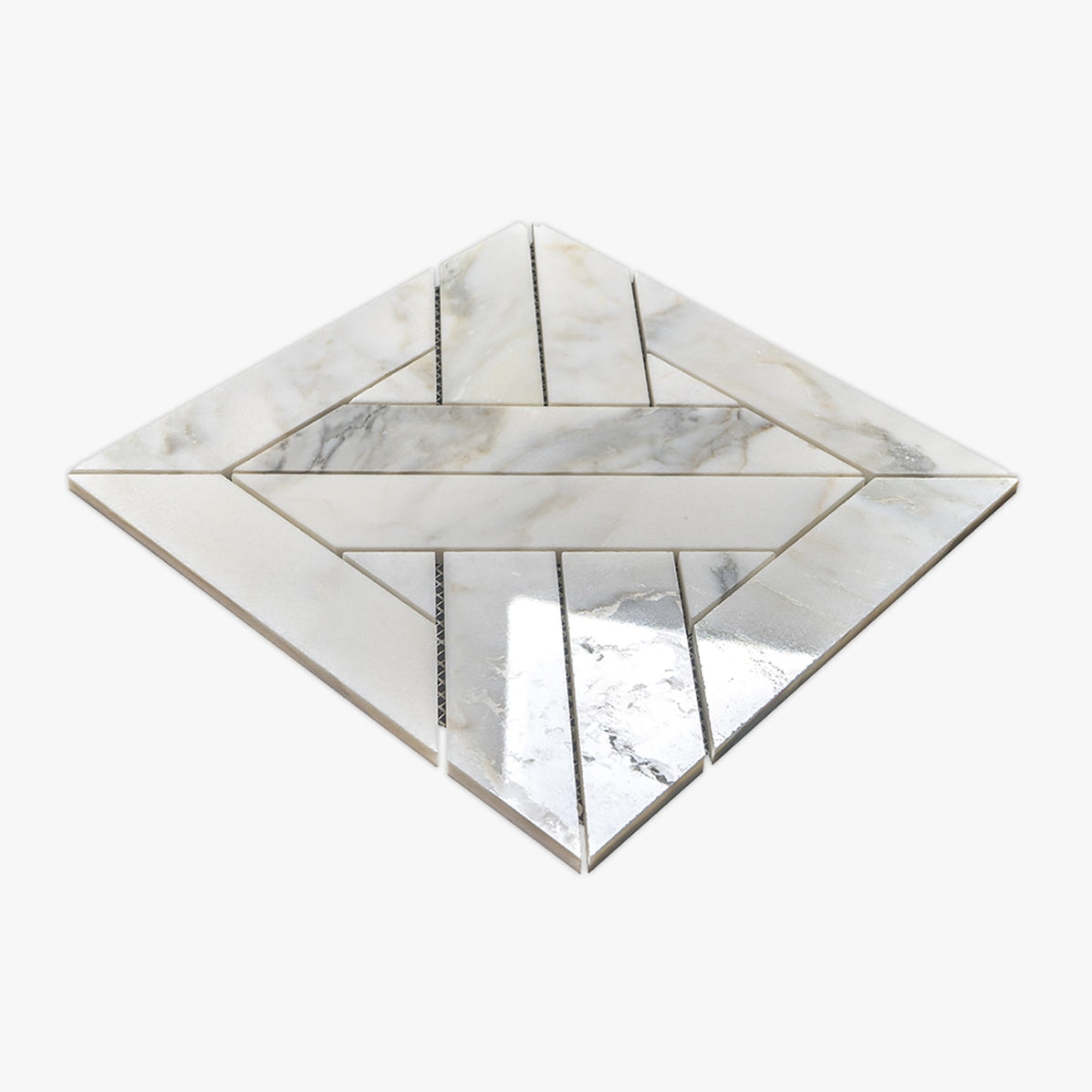 Calacatta Oliva Honed Parquet Pattern Marble Mosaic — Palazzo Tile & Stone