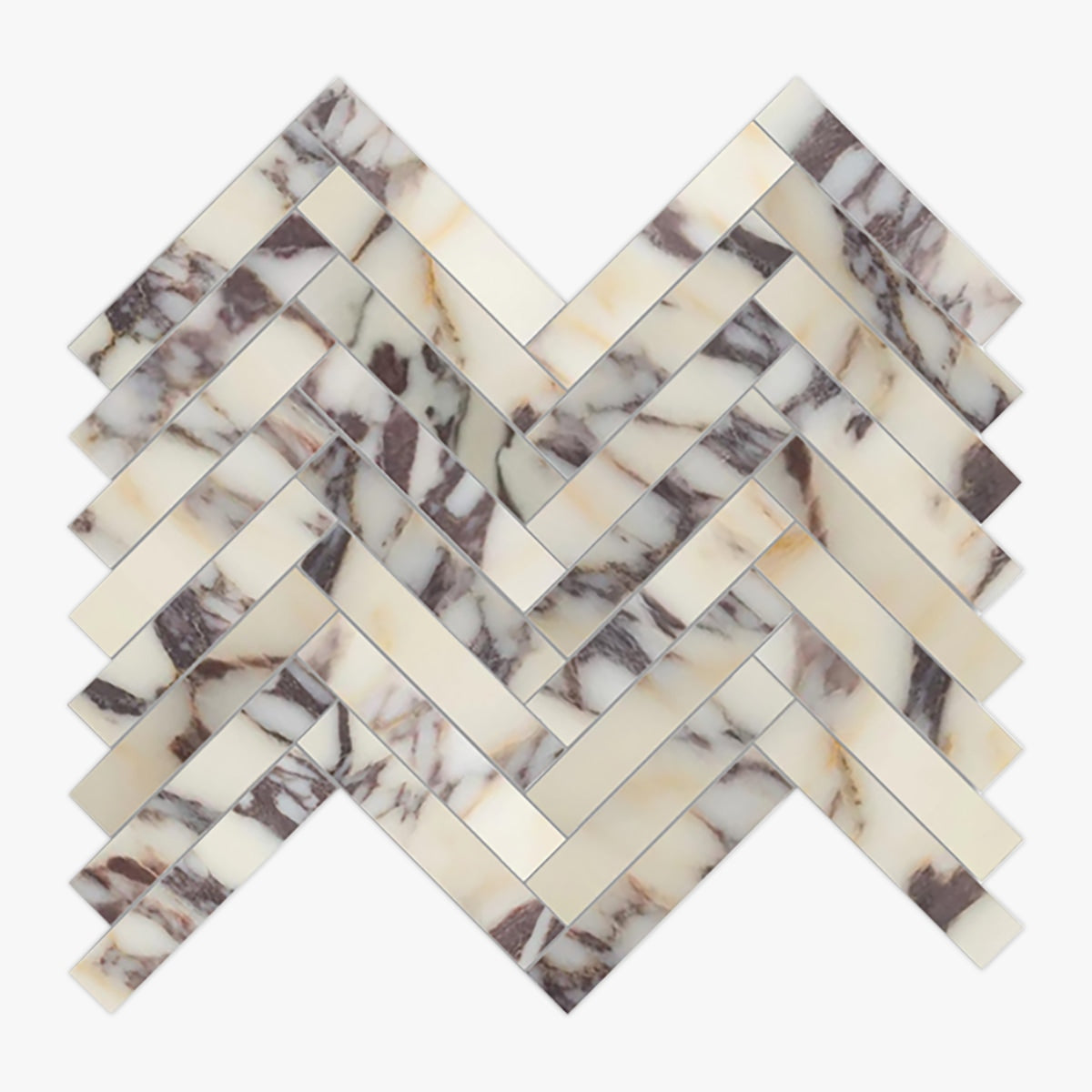 Calacatta Viola Polished 1x4 Herringbone Marble Mosaic — Palazzo Tile ...