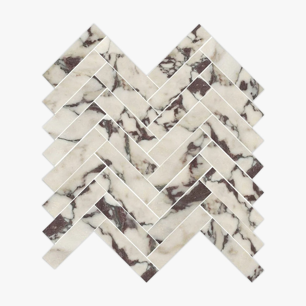Calacatta Viola Honed 1x4 Herringbone Marble Mosaic — Palazzo Tile & Stone