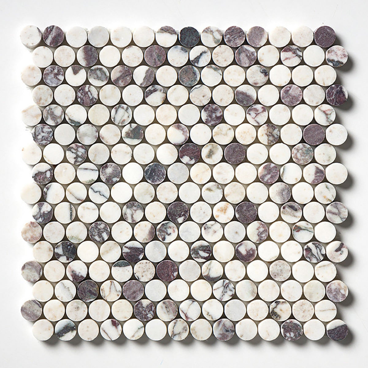 Calacatta Viola Honed Penny Round Marble Mosaic — Palazzo Tile & Stone