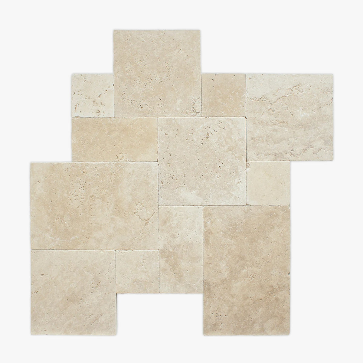 Ivory Light Tumbled Travertine French Pattern — Palazzo Tile & Stone