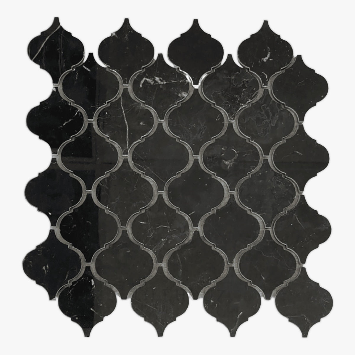 Nero Marquina Polished 3 Inch Arabesque Marble Mosaic — Palazzo Tile ...