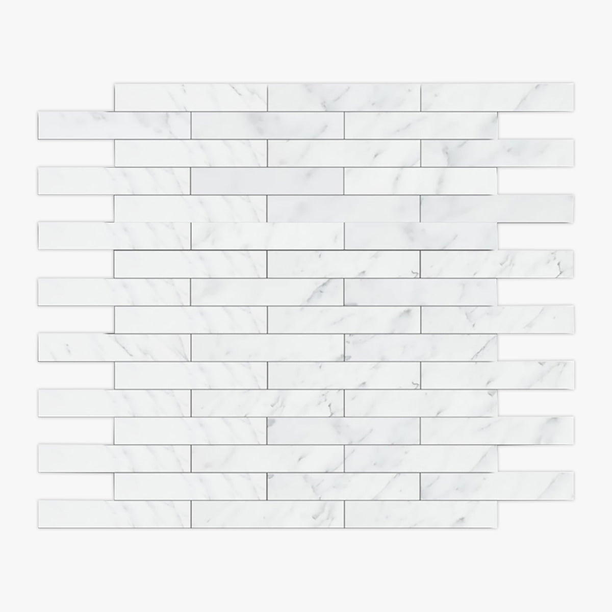 Statuary White Honed 1x6 Brick Staggered Marble Mosaic — Palazzo Tile ...